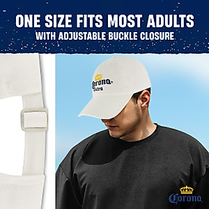 Concept One Corona Extra Dad Hat, Cotton Baseball Cap with Embroidered Logo, Adjustable Baseball Hat, White, One Size