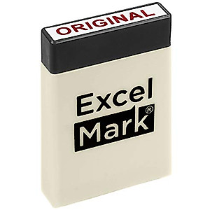 ExcelMark Mini Office Message Rubber Stamp Set - Red Ink - Storage Tray Included