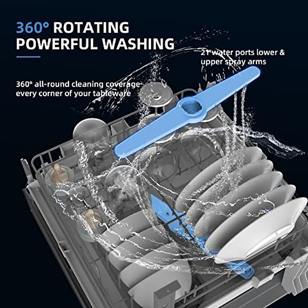 Dr. Lazy Countertop Dishwasher, Portable Dishwasher with 4 Place Settings, 5 Washing Programs, Hot Air Drying & Storage, Compact Dish washer for Dorm, RV& Apartment