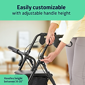 Medline Steel Rollator Walker for Adult Mobility Impairment, Black, 300 lb. Weight Capacity, 6” Wheels, Foldable, Adjustable Handles, Rolling Walker for Seniors