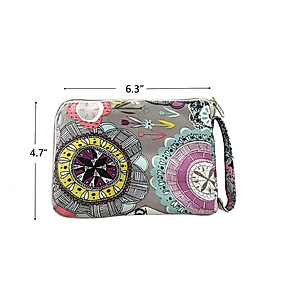 Konish Reusable Foldable Grocery Bags Folding Shopping Tote with Zipper(Grey Floral)