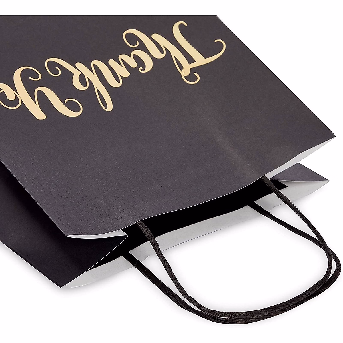 Sparkle and Bash Black Thank You Gift Bags with Handles, Gold Foil (8 x 10 x 4 In, 24 Pack)