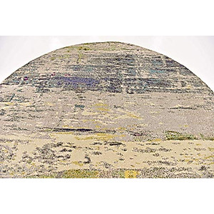 Unique Loom Chromatic Collection Modern Rustic & Vibrant Abstract Area Rug for Any Home Décor, 8' 0" x 8' 0", Beige/Gray