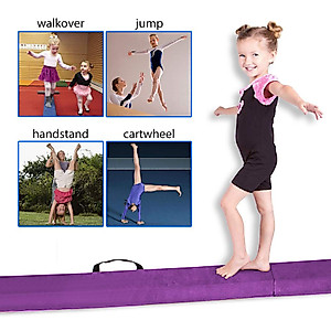 FBSPORT 8ft Balance Beam: Folding Floor Gymnastics Equipment for Kids Adults,Non Slip Rubber Base, Gymnastics Beam for Training, Practice, Physical Therapy and Professional Home Training, Purple
