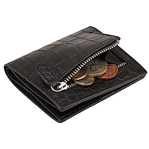 BOTANNER Genuine Leather Womens Wallet RFID Blocking Slim Compact 6 Credit Card Slots 1 ID Window Bills Sections Zipped Section for Coins Secure Button Closure Gift Boxed Red