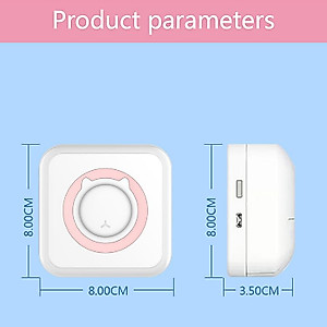 TZH C15 Inkless Mini Pocket Printer, iPhone Mobile Phone Mini Photo Portable Bluetooth Printer, Support iOSAndroid Smart Phone, with 3 Rolls of White Thermal Paper (Pink)