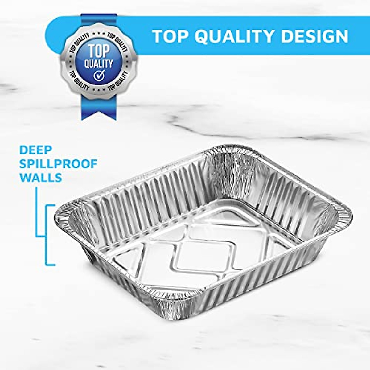 MontoPack Aluminum Foil Pans Half Size Roasting Chafing Pan | Bulk 10 Pack of 9x13 Tins for Cooking, Baking & Catering | Heavy Duty Disposable Cookware Steam Table Trays for Buffet & Food Prepping