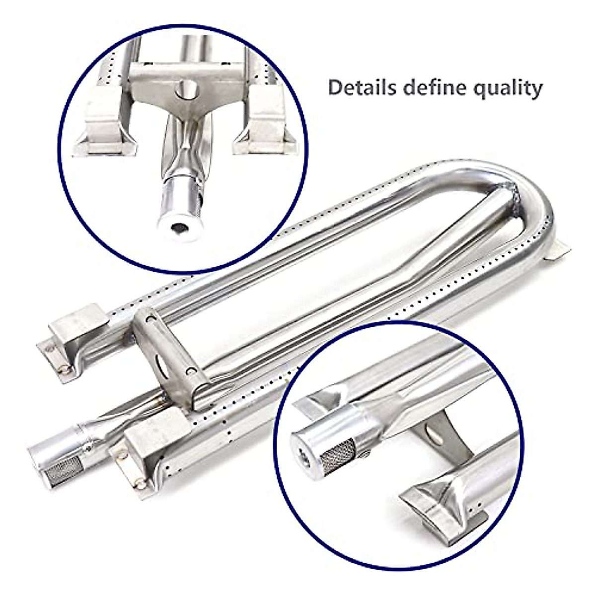 Zemibi 19 1/8 x 6 Inch Burner Tubes, Burner Gas Grill Replacement for Brinkmann 810-8905-S, 810-8907-S, Charmglow 810-8905-S, 810-8907-S, 3 Pack Stainless Steel Pipe Center-Fed Grill Burner