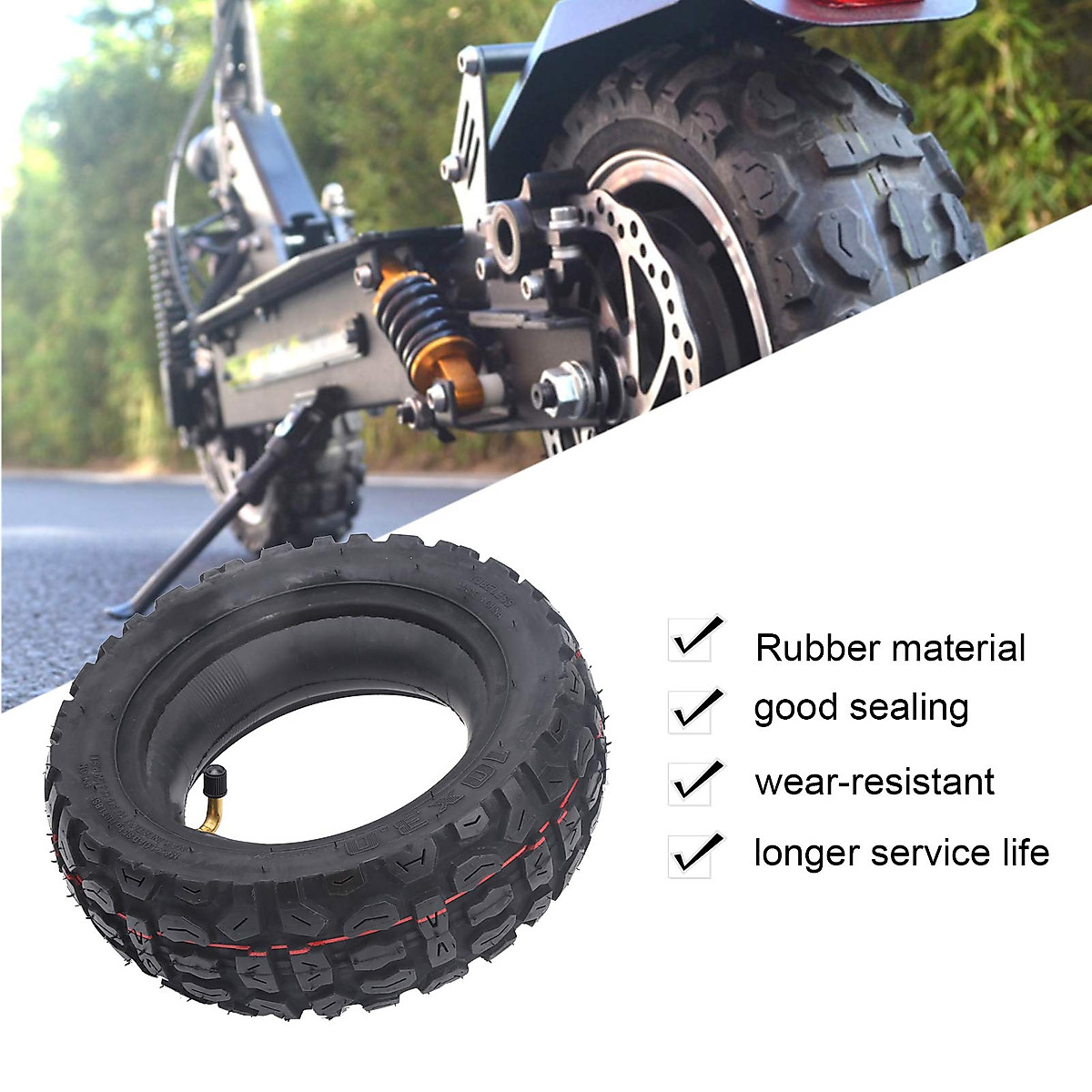 10in Scooter Tire, 10x3.0 Inner and Outer Tire Antiskid Wheel Thickened Electric Scooter Tyre Electric Scooter Tire Electric car scooter
