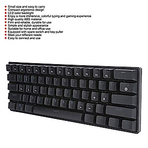 61 Key Wired Mechanical Keyboard, LED Backlit Gaming Keyboard with Blue Switch Back Light USB Universal Mechanical Gaming Keyboard for Computer