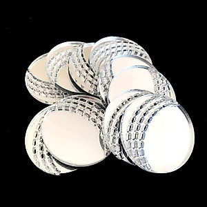 Super Cool Creations Cricket Ball Shaped Crafting Mirrors, Set of 10, Many Colours, Shatterproof Acrylic, Blue Mirror, Pack of 10 x 8cm