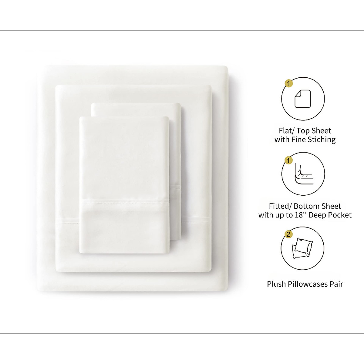 Lanest Housing Silk Satin Sheets, 4-Piece Queen Size Satin Bed Sheet Set with Deep Pockets, Cooling Soft and Hypoallergenic Satin Sheets Queen - Ivory