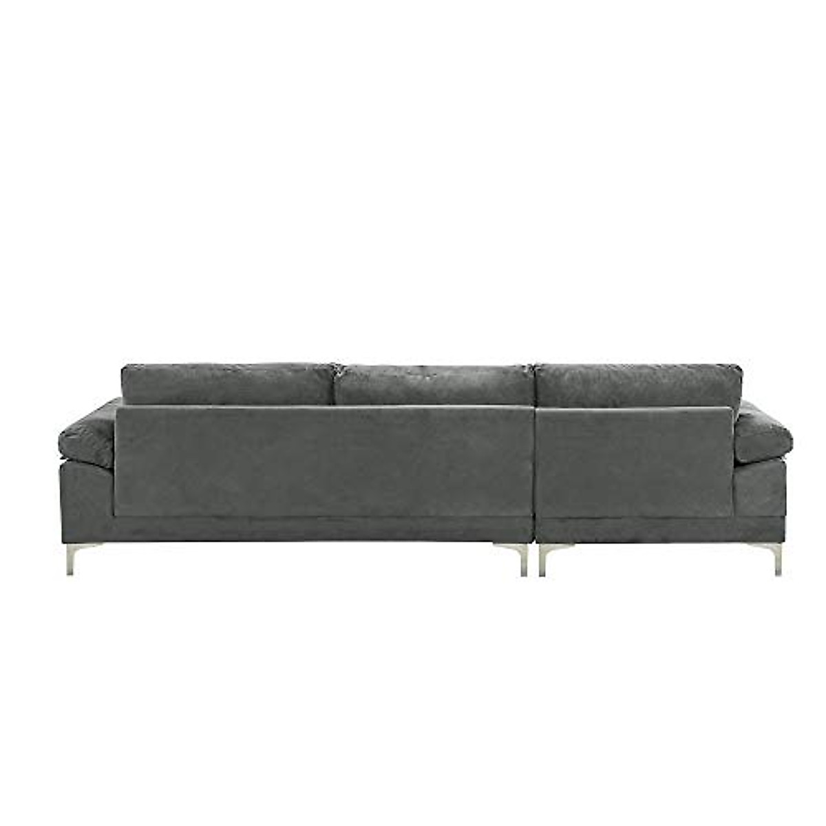 Casa Andrea Milano llc Modern Large Velvet Fabric Sectional Sofa L Shape Couch with Extra Wide Chaise Lounge, Grey