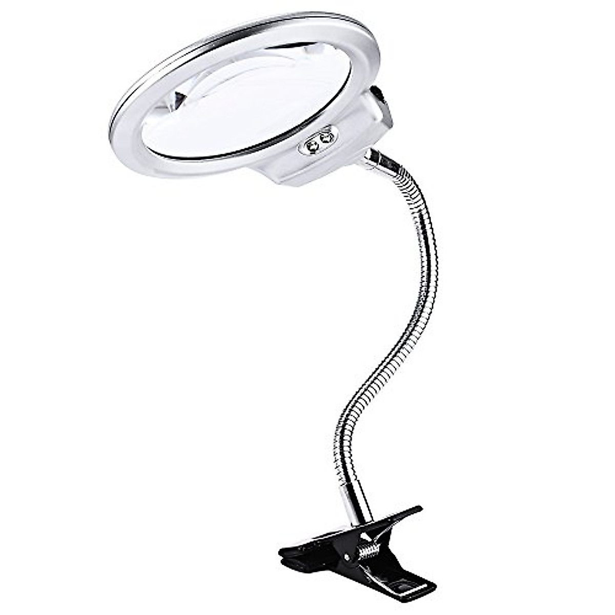 Magnifers Lighted Hands Free,Pro-Flex Desk Led Magnifying Glass Lamp 2.25X 5X Insert Lens Desktop Table Lamp for Close Work, LED Lighted Gooseneck Magnifier with Clamp for Reading