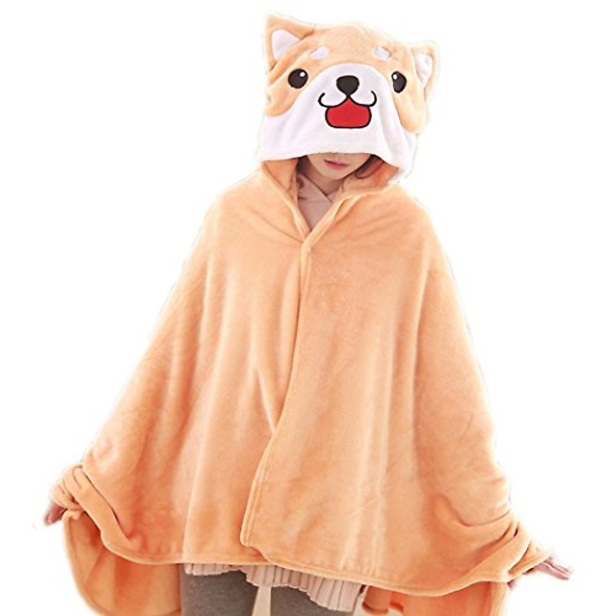FUYU Cute Dog Cloak Blanket Soft Plush Throw Blanket Shiba Inu Cosplay Cloak