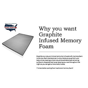 Travel Happy with an 8 INCH Narrow King (70" x 80" Inches) New Cooler Sleep Graphite Gel Memory Foam Mattress with Premium Textured 8-Way Stretch Cover Made in The USA
