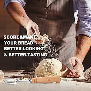 CUNSENR Premium Bread Lame Tool - Hand Crafted Bread Lame Dough Scoring Tool - Easy to Lame Bread & Clean - Stainless Steel Sourdough Scoring Tool - Bread Scoring Tool with Leather Cover(5 Blades)