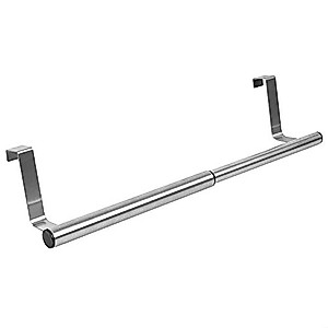 Home Basics, Chrome Cabinet Door Quick Install Hanging Modern Expandable Steel, Storage and Display Rack for Hand, Dish, and Tea Towels