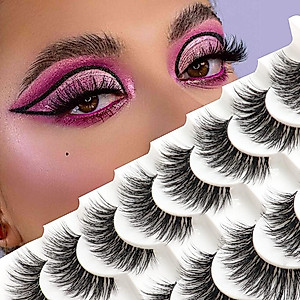 Veleasha Lashes Natural Look False Eyelashes 8 Pairs Pack Wispy Lashes with Clear Band 3D Fake Eyelashes | Style 04