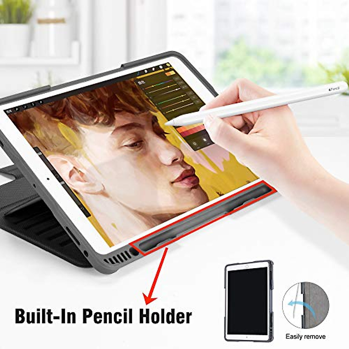 OCYCLONE Protective Case for iPad Air 3rd Generation and iPad Pro 10.5 inch, 7 Viewing Angles Magnetic Stand with Pencil Holder, Black