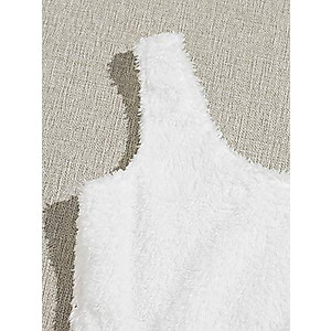 SweatyRocks Women's Fluffy Pajamas Set Crop Tank Top With Shorts Loungewear White S