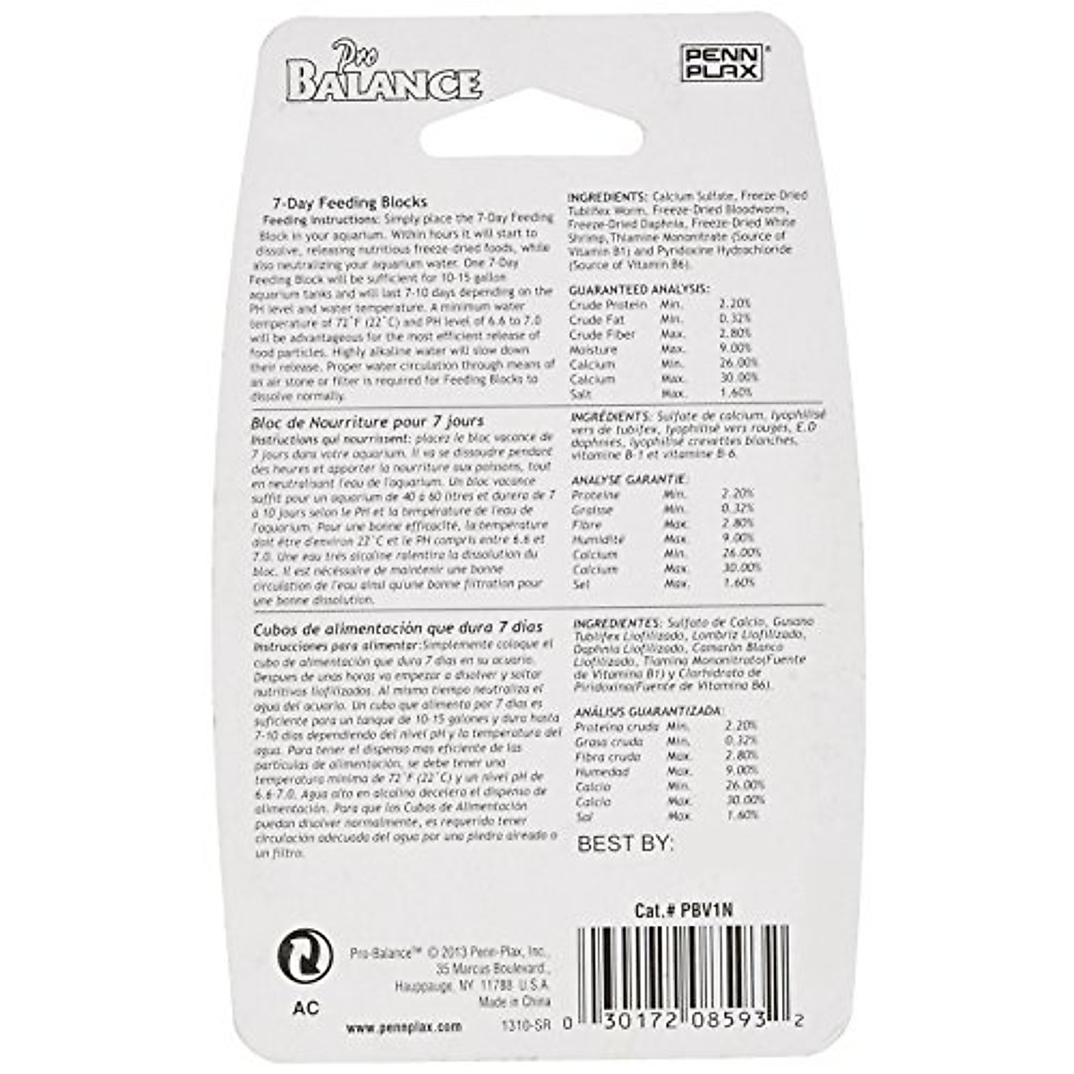 Penn Plax Pro Balance 7-Day Betta Blocks Fish Food, Each Block is 0.75" Long x 0.5" Wide x 0.25" thic