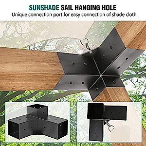 Kinchoix Pergola Brackets, 4 Pack Woodworks Pergola Kit 3-Way Right Angle Corner Bracket with Pergola Post Base for 4x4'' (Actual: 3.5x3.5'') Wood Beams Elevated Wood Stand Kit Pergola/Gazebo Kit