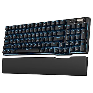 RK ROYAL KLUDGE RK96 90% Triple Mode BT5.0/2.4G/USB-C Hot Swappable Mechanical Keyboard with Magnetic Wrist Rest, 96 Keys Wireless Gaming Keyboard with Software, Blue Backlight