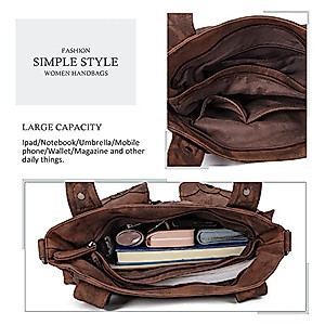 Purses and Handbags for Women Large Hobo Shoulder Bags Soft PU Leather Multi-Pocket Satchel (10-Brown)