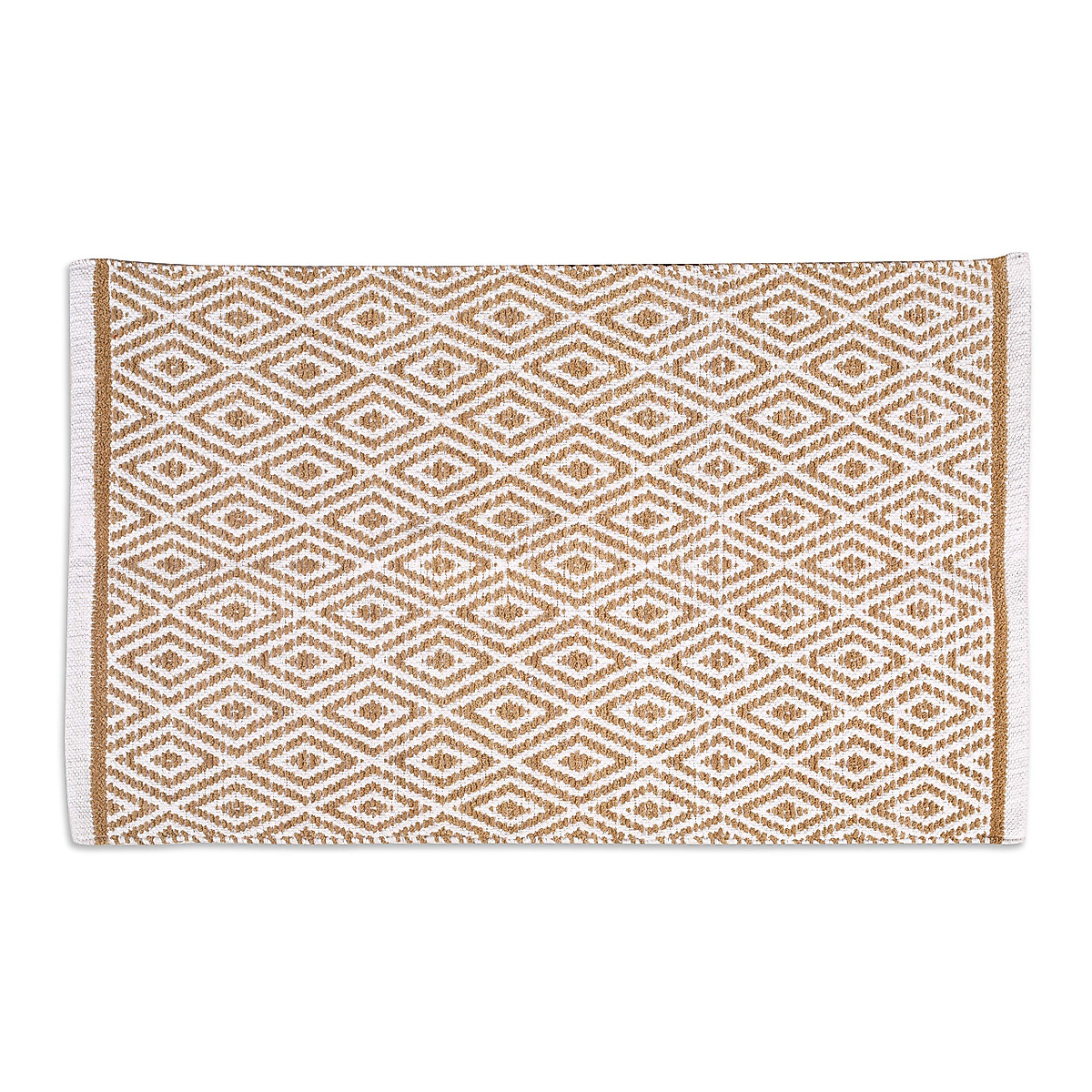 THE BEER VALLEY Cotton Diamond Rug 21x34 Inches - Linen, Reversible Machine Washable Accent Rugs for Bedroom, Kitchen, Entryway, Bathroom