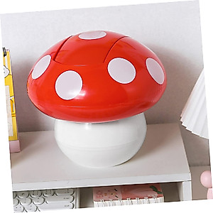 WHAMVOX Mushroom Shaped Garbage Can with Lid Decorative Trash Container for Kitchen Desk
