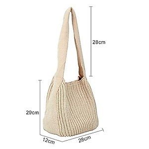 Oweisong Women’s Handmade Crocheted Tote Bags Aesthetic Hobo Bag Large Shopping Shoulder Handbag Knitted Woven Purse