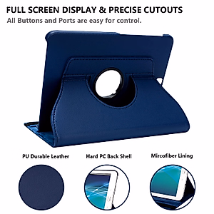 Case for Samsung Galaxy Tab S2 9.7 inch 2015 (SM-T810 T813 T815 T817 T818 T819), 360 Degree Rotating Stand Case Smart Protective Cover, Bonus Stylus Pen,Screen Film (Deep Blue)