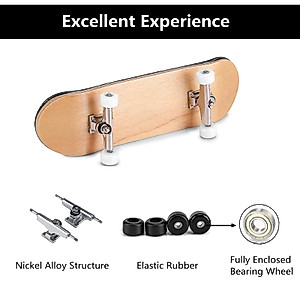 fuwinkr Complete Fingerboard, 5 Layered Maple Wood Professional Mini Fingerboards Toy Wooden Fingerboard with Upgraded Components Reduce Pressure Gifts for Kids 3.78 x 1.1 inch (White)