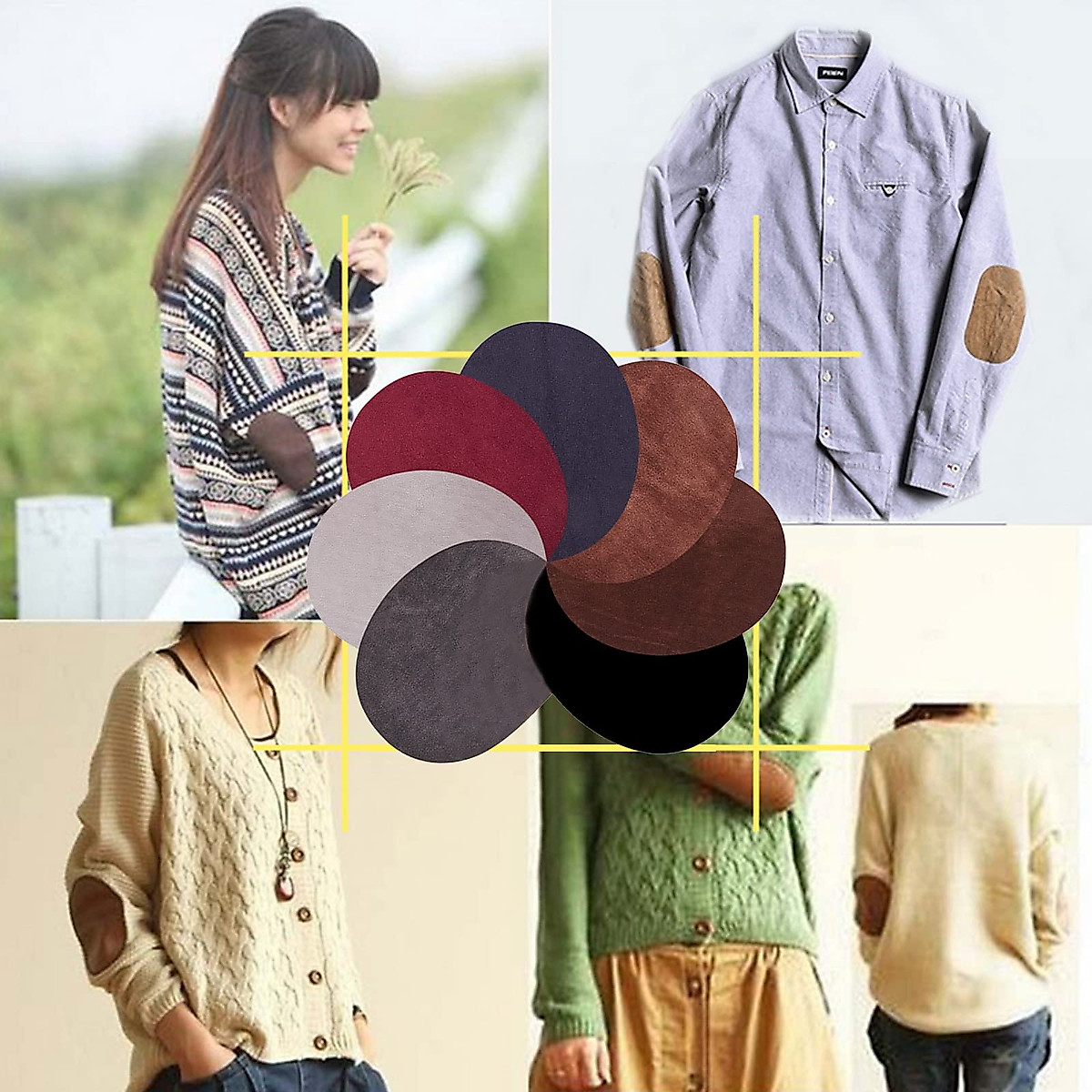 PH PandaHall 14pcs Elbow Patches 7 Colors Iron On Patches Oval Elbow Suede Fabric Appliques Cloth Sew On Knee Patches Repair Patches for Sweatshirt Loose T Shirt Jeans Jacket Tops, 4.3 x 5.5Inch