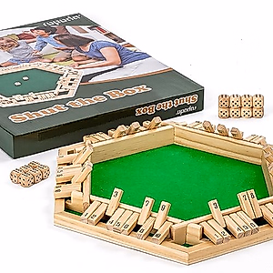ropoda Shut The Box Game, Upgraded 1-6 Player Wooden Board Games for Adult and Kids, Shut The Box Dice Game -Addition Training, Fun for Family Game Night