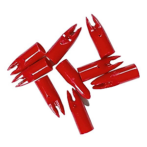 50pcs Arrow Nocks Archery Plastic Nocks Replacement Arrow Tail Glue On 7mm Arrow Shaft for DIY Arrows End Accessory (Red)