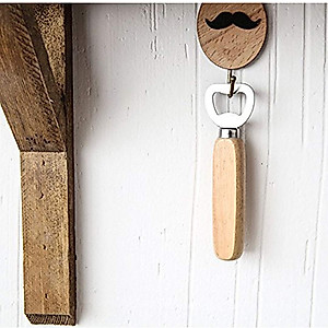 10 pcs wooden handle stainless steel beer bottle opener, smooth rubber wooden drink bottle cap opener family party bar bartender，DIY logo engraved gift