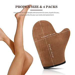 SATINIOR 4 Packs Self Tanning Mitt Applicators Double Sided Sunless Tanning Mittens Reusable Applicator Mittens Tanner Gloves with Thumb(Brown)