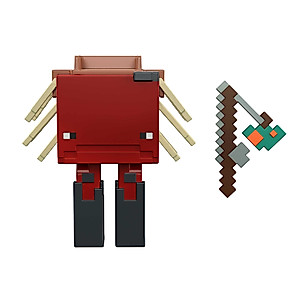 Mattel Minecraft Craft-A-Block Strider Figure, Authentic Pixelated Video-Game Characters, Action Toy to Create, Explore and Survive, Collectible Gift for Fans Age 6 Years and Older