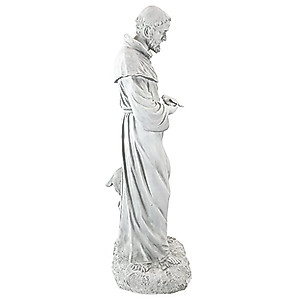 Design Toscano KY1336 Francis of Assisi, Patron Saint of Animals Religious Garden Decor Statue, 26 inch, 37 Inch, Antique Stone