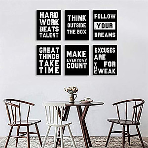 Homanga Motivational Wall Art Posters, Positive Office Decor Art Prints, Set of 6, Inspirational Quote Wall Art for Teens Living Room Office Classroom College Decoration, Canvas Posters 8x10 Inch Unframed