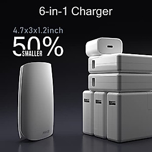 USB Charging Station, MANTO 65W PD3.0 & QC3.0 USB C Charger, 6-Port Desktop Charger with 1 USB C and 5 USB A Ports Compatible with MacBook Pro/Air, Laptops, iPad, iPhone, Galaxy and More