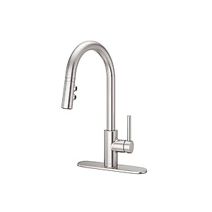 Pfister Stellen Kitchen Faucet with Pull Down Sprayer, Single Handle, High Arc, Stainless Steel Finish, LG529SAS