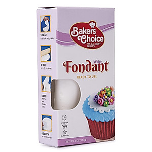 White Fondant Icing - 4 oz. - Ready to Use Cake Decorating Frosting - Easy To Roll, Moldable, Kosher, Dairy Free, and Nut Free - White Fondant For Cakes Cupcakes and Cookies - By Baker’s Choice
