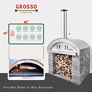 La Piazza Grosso Counter Top - Outdoor Pizza Oven - Wood Burning Oven - Stainless Steel Pizza Oven - 34" x 45” Cooking Surface