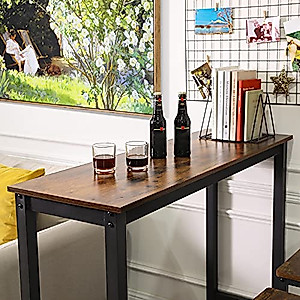 VASAGLE Narrow, Bar Table with Sturdy Metal Frame, Easy Assembly, Industrial Design, ‎15.7 x 47.2 x 39.4 inches, Rustic Brown