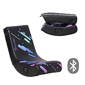 X Rocker Galaxy Printed PU Floor Gaming Chair, Headrest Mounted Speakers, 2.0 Bluetooth Audio System, Wireless, Recliner, 5110201, 33.46" x 25.59" x 16.14", Black