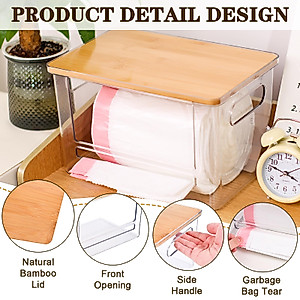 Hiitytin Trash Bag Dispenser Roll Holder, Trash Bag Holder Dispenser with Bamboo Top & Handles, Extra Large Garbage Bag Holder Dispenser Trash Bag Organizer Under Sink