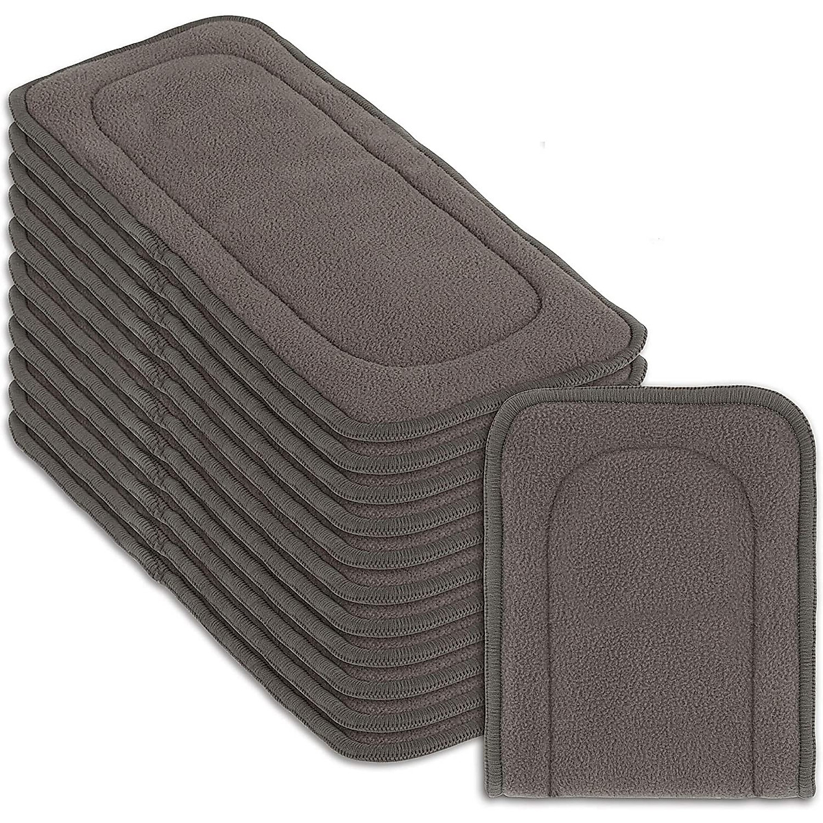 Naturally Nature Cloth Diaper Inserts, 5 Layer Rayon Fleece, Pack of 12, Resuable, Washable Inserts for Cloth Diapers, Gray Color